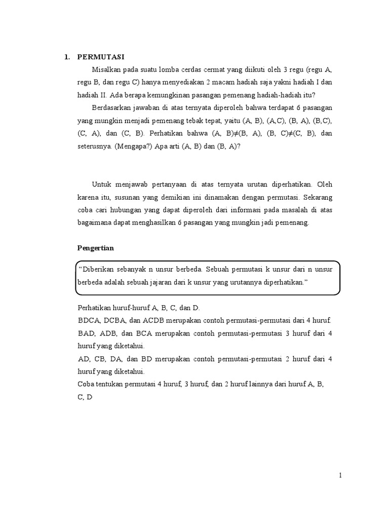 Permutasi Duduk Melingkar dan Contoh | PDF