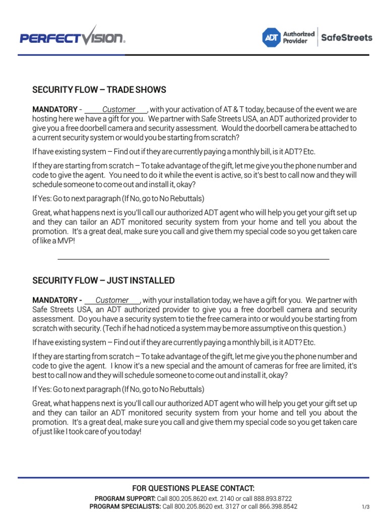 ADT Script Security Flow | PDF | Security Alarm | Computing
