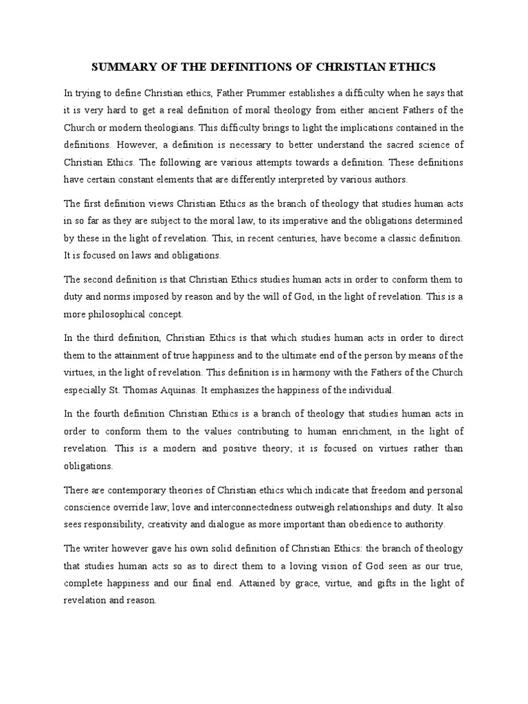 Christian Ethics. | PDF | Christian Ethics | Theology