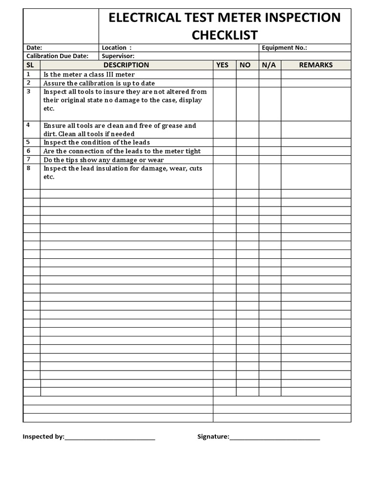 Multimeter Checklist | PDF