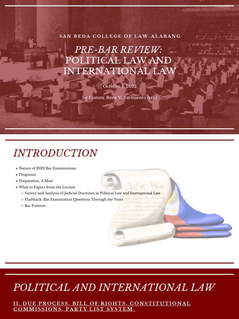 Poli - October 2022 San Beda Alabang Pre Bar Review Final | PDF | Double Jeopardy | Employment