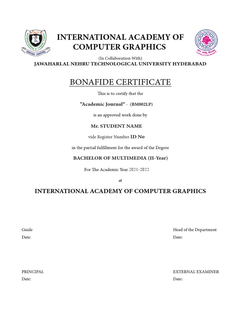 Bonafide Certificate II Year | PDF