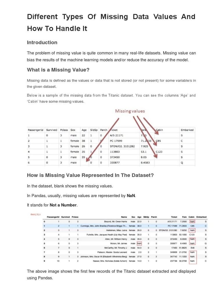 Missing Data Values and How To Handle It | PDF | Statistics | Applied ...