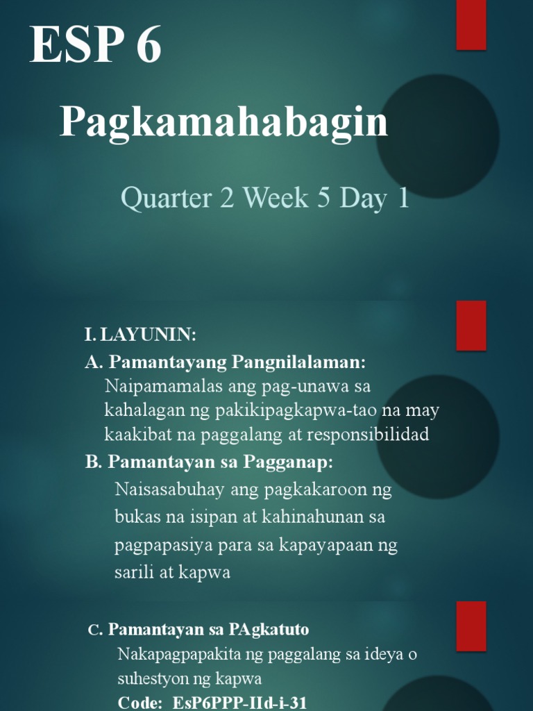 Esp 6 - Pagkamahabagin q2 Week 5 - Day 1 | PDF