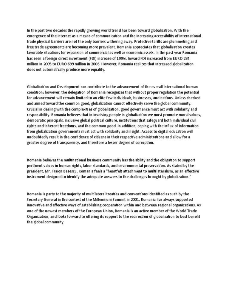 Position Paper | PDF | Globalization | Economies