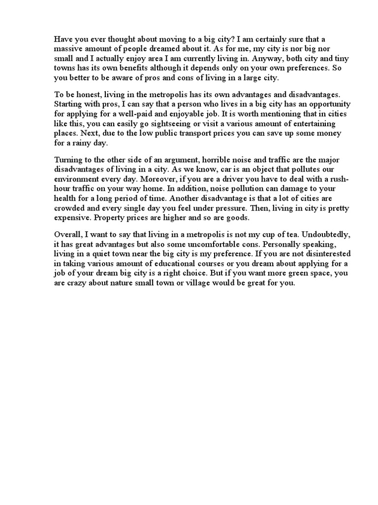Pros and Cons of Living | PDF