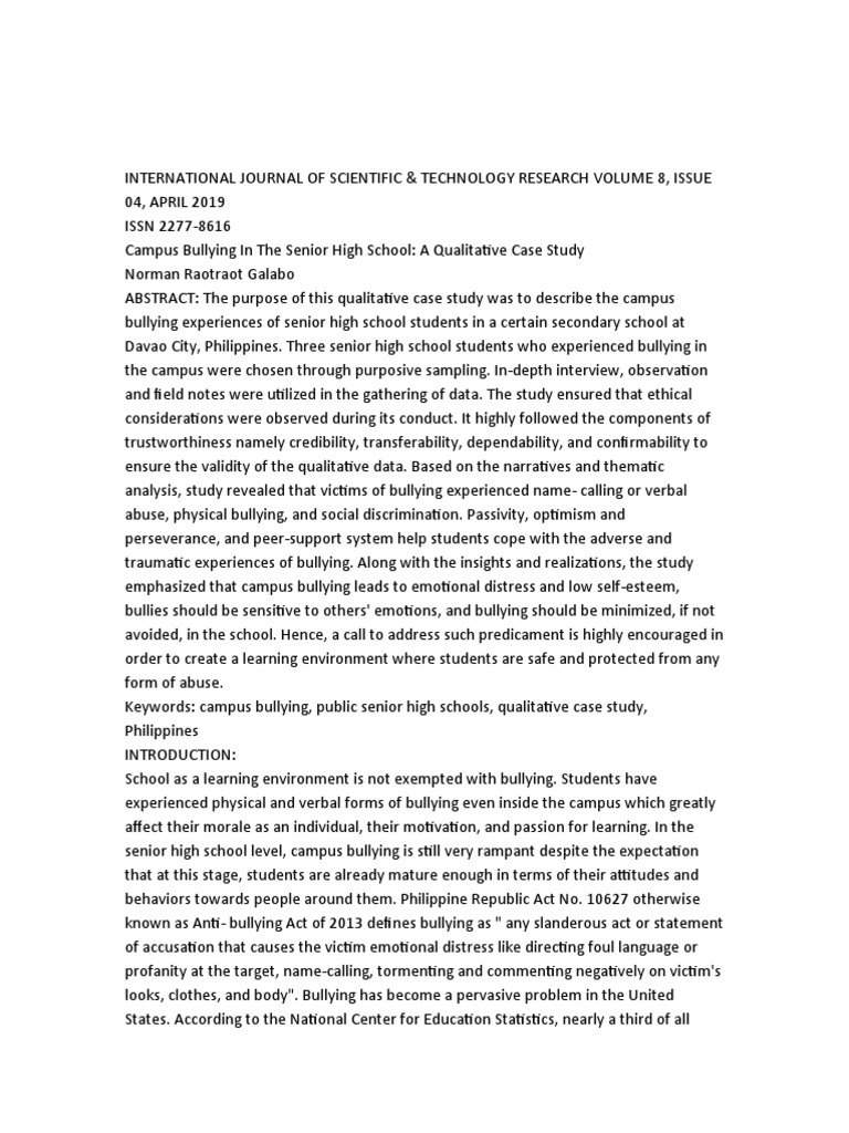 Example of Position Paper | PDF | Bullying | Qualitative Research
