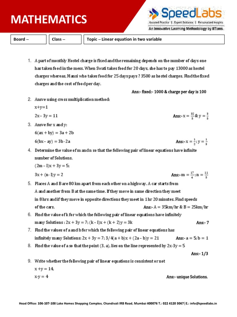 Linear Inequations | PDF | Equations | System Of Linear Equations