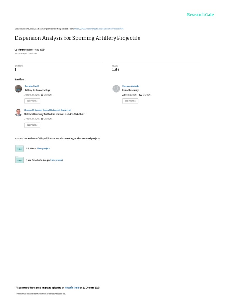 2009-Dispersion Analysis of Spinning Projectile | PDF | Acceleration ...