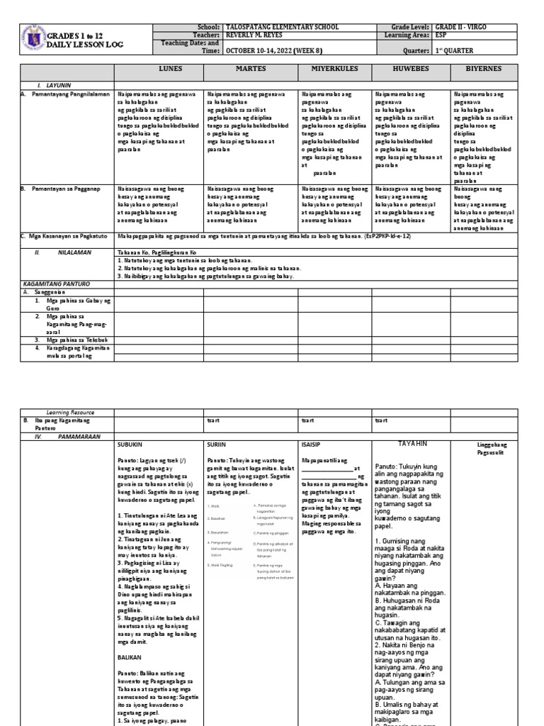 DLL_ESP 2_Q1_W8 | PDF