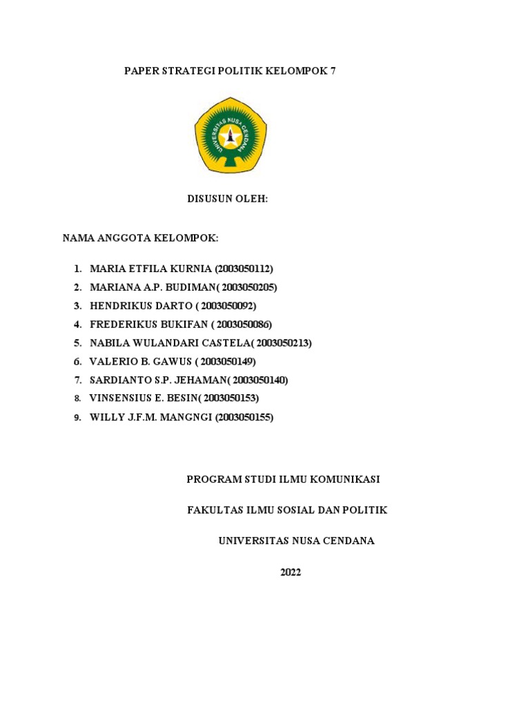Paper Strategi Politik Kelompok 7 | PDF | Pengembangan Diri
