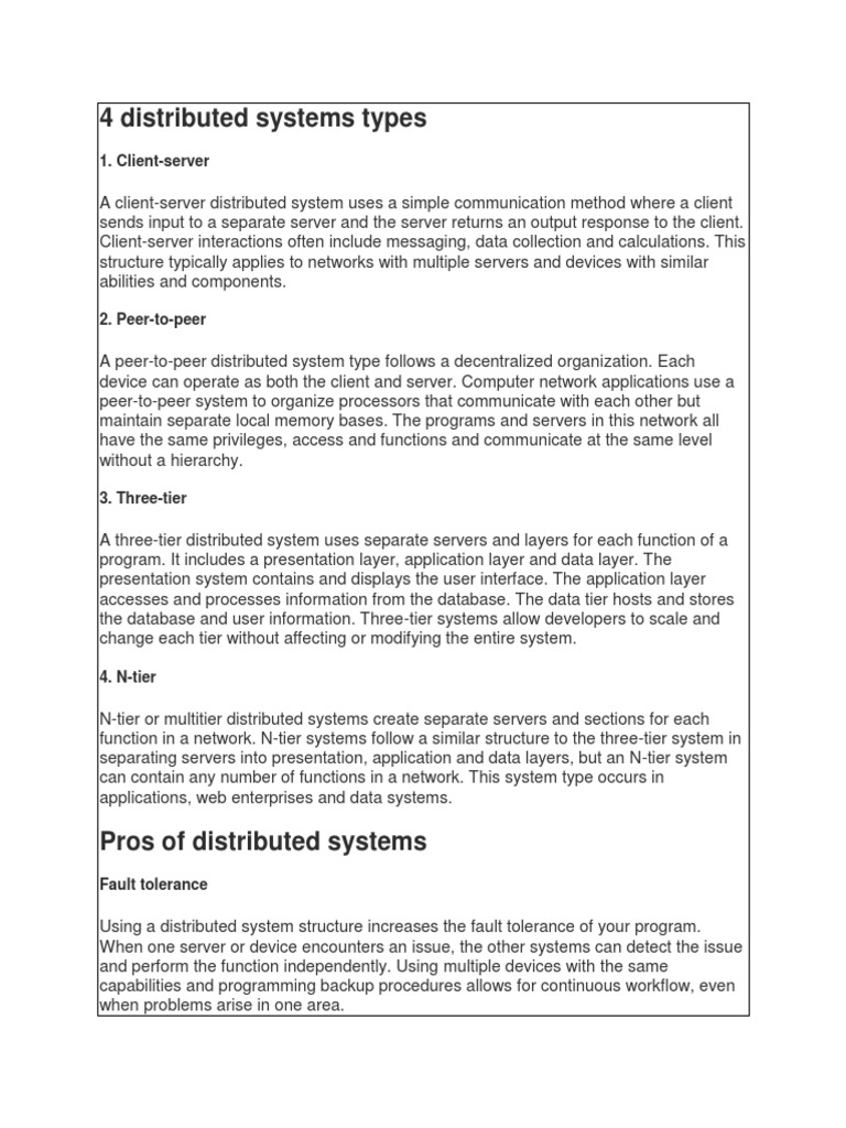 4 Distributed Systems Types: 1. Client-Server | PDF | Client–Server Model | Server (Computing)