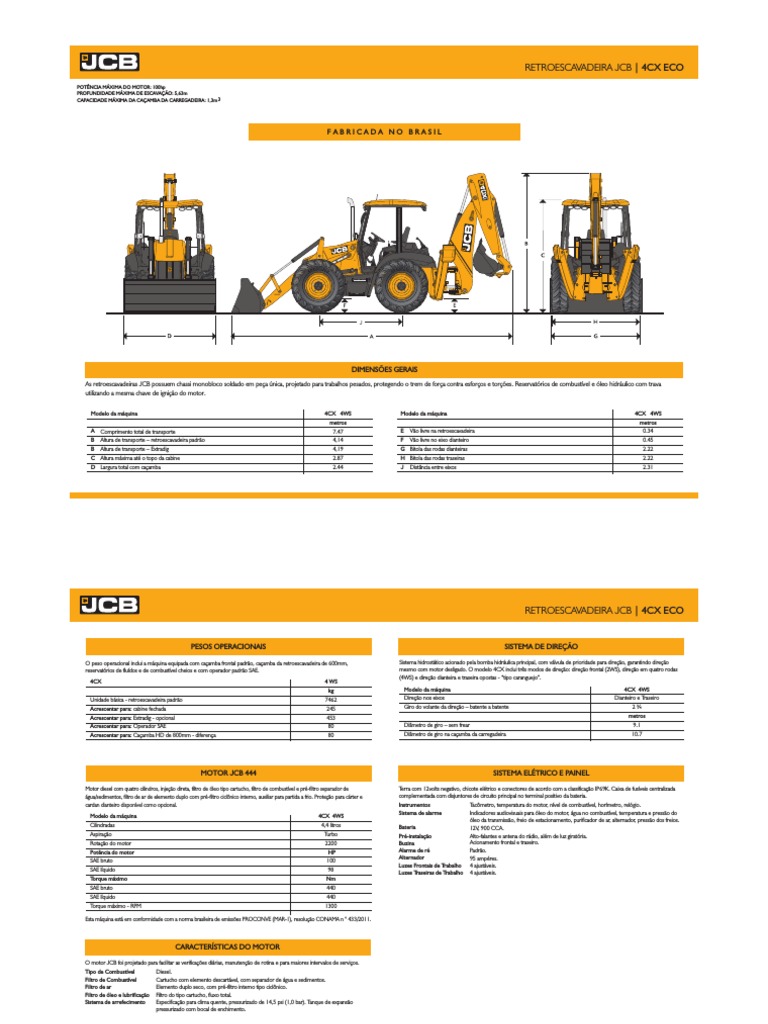 Ficha técnica para a JCB 4cx | PDF