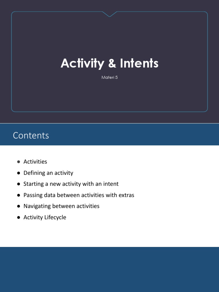 Pert 5 - Activity Intents | PDF | Android (Operating System) | Mobile App Pert 5 - Activity Intents | PDF | Android (Operating System) | Mobile App
