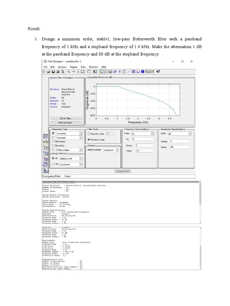 Lab 8 | PDF | Low Pass Filter | Filter (Signal Processing)