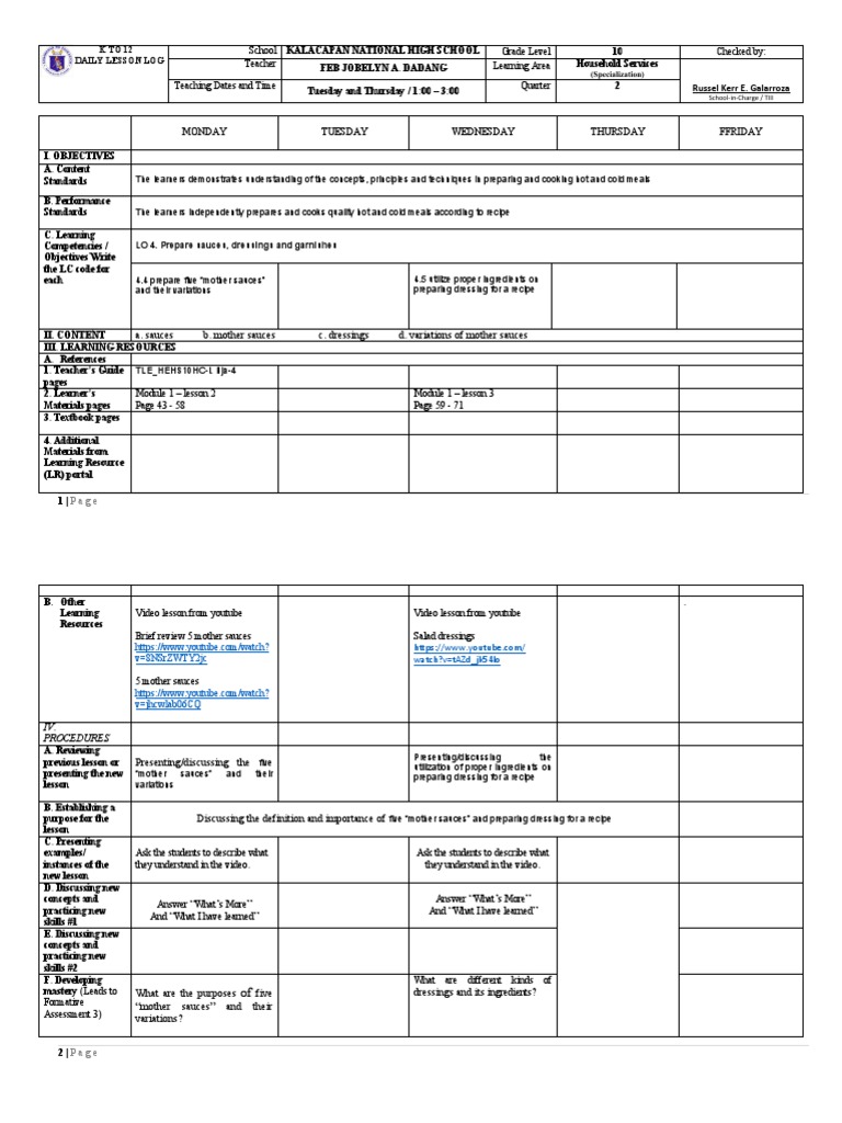 TLE 10 DLL Week 2 | PDF | Communication | Teaching