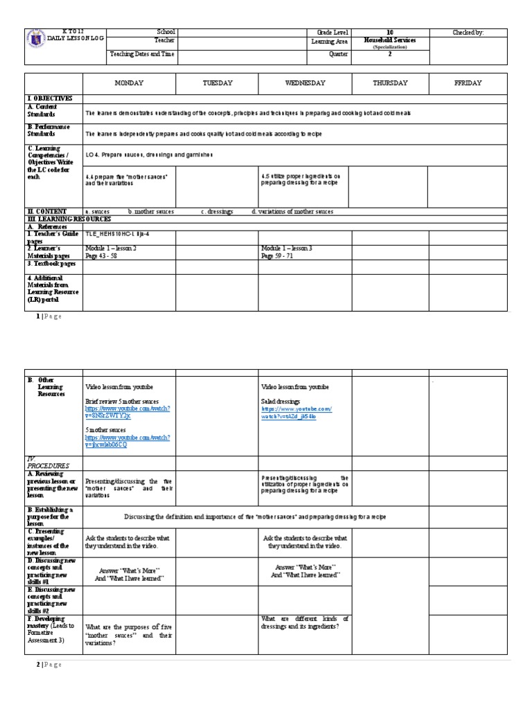 Q2 TLE 10 DLL Week 2 | PDF | Cognitive Psychology | Learning