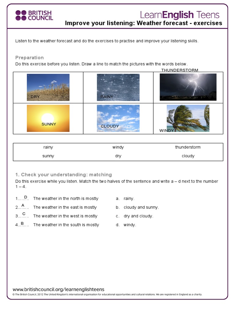 Weather Forecast Exercises | PDF | Weather | Rain