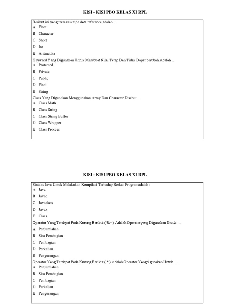 Kisi - Kisi Pbo Xi | PDF