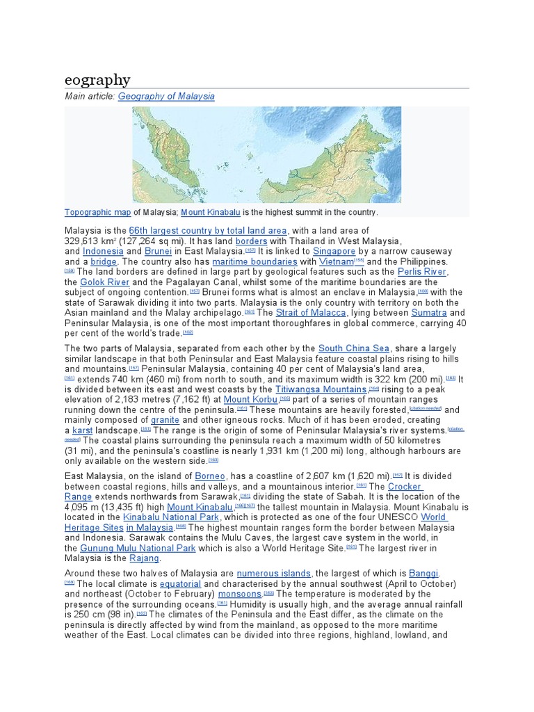 Geography of Malaysia | PDF | Malaysia | Natural Environment