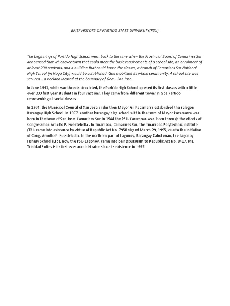 The Evolution of Partido State University: From Humble Beginnings as ...