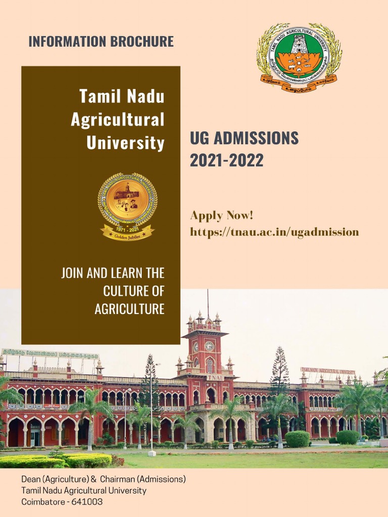 TNAU InformationBrochure 2021 | PDF | University And College Admission ...
