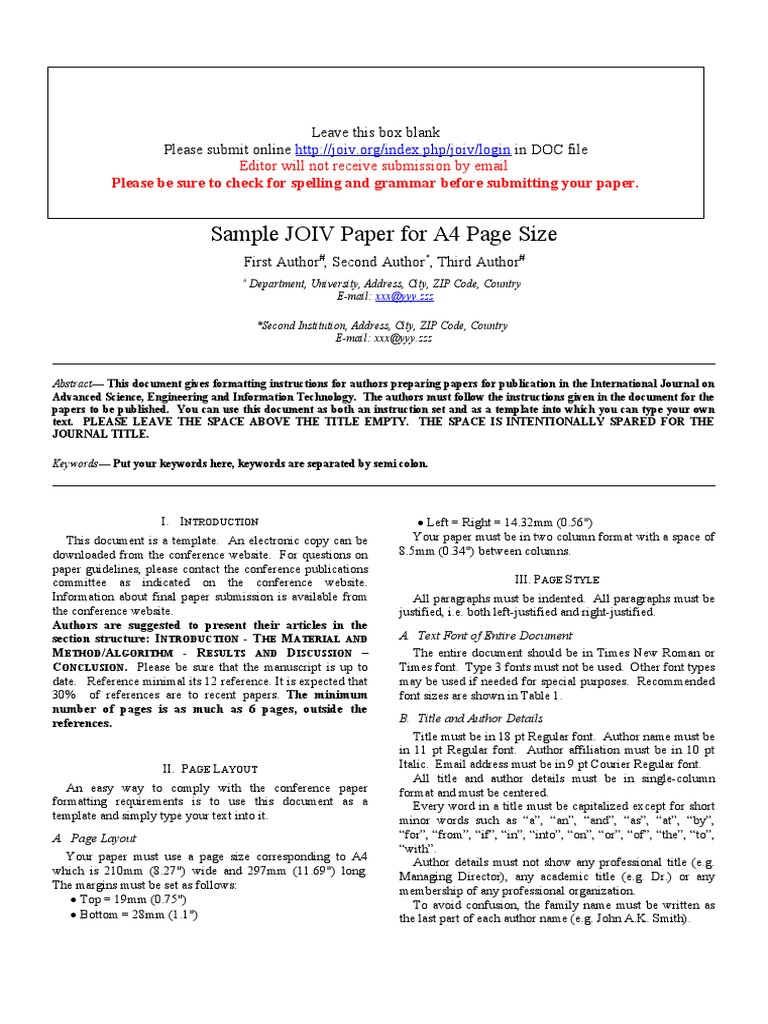 Template JOIV | PDF | Page Layout | Paragraph