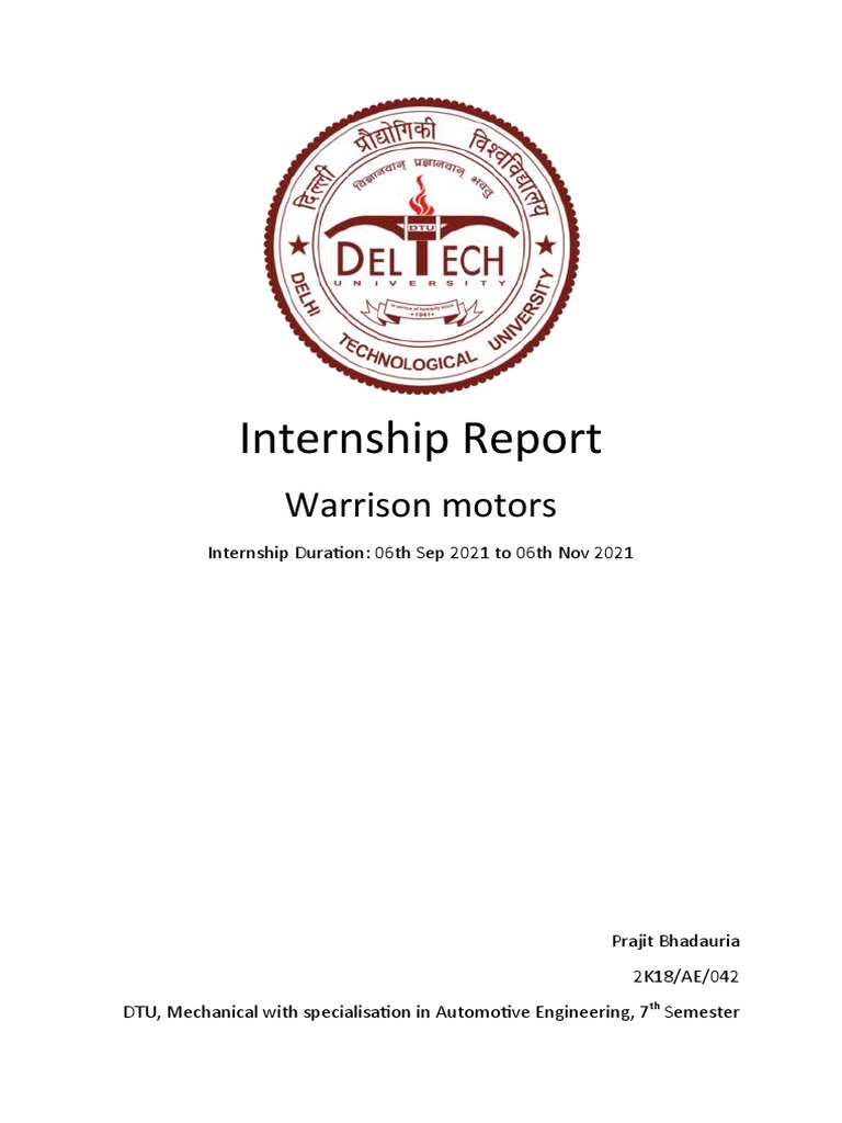 Internship Report | PDF | Plug In Hybrid | Electric Vehicle