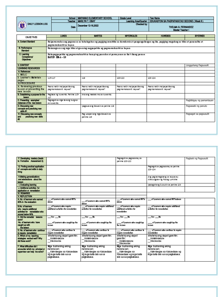 ESP 2 DLL Quarter 2 Week 6 | PDF