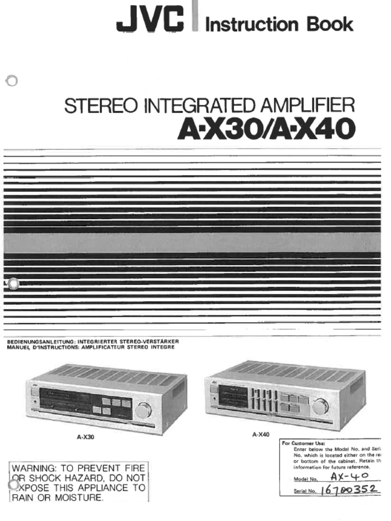 JVC A X30 Owners Manual | PDF