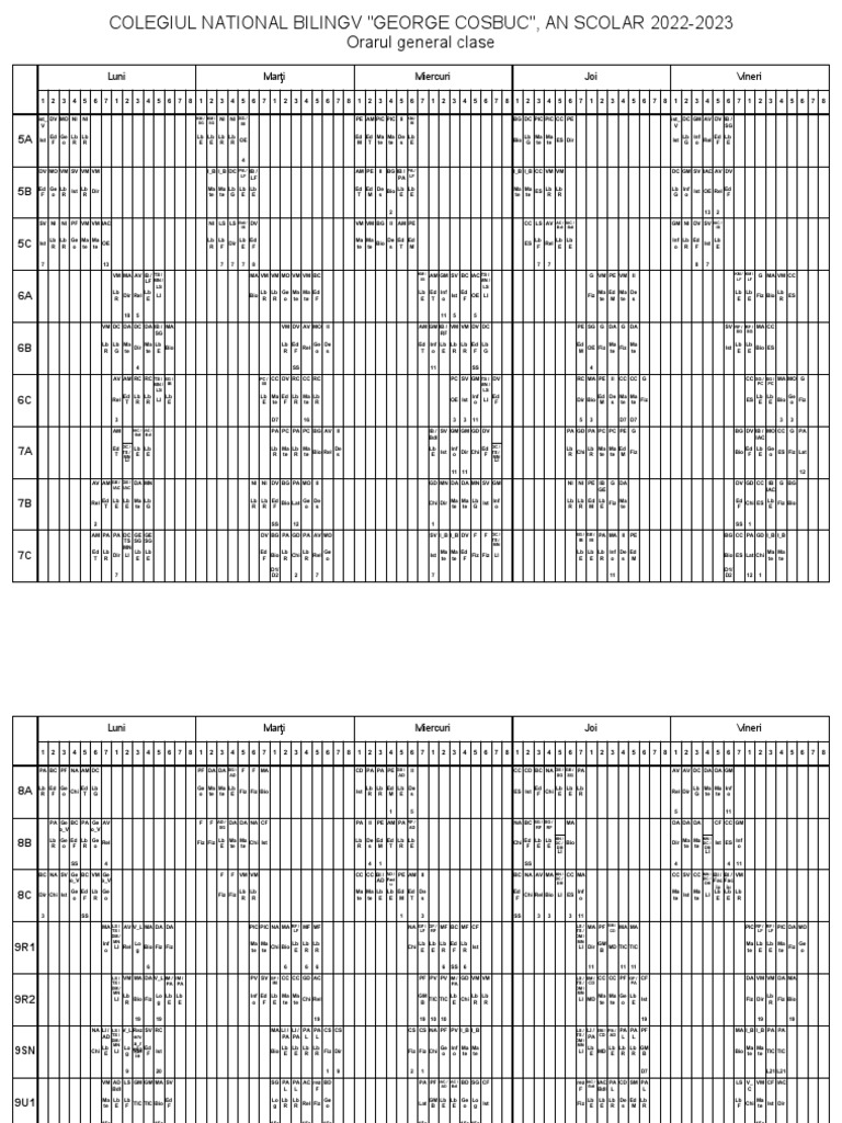 Orar Clase Final | PDF