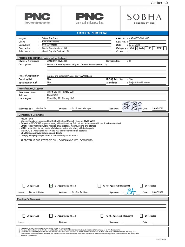 07 - 29 - 2022 - Material Submittal (V01) | PDF | Specification ...