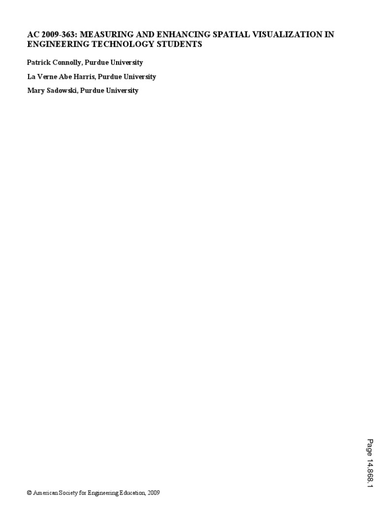 Measuring and Enhancing Spatial Visualization in Engineering Technology Students | PDF | Student ...