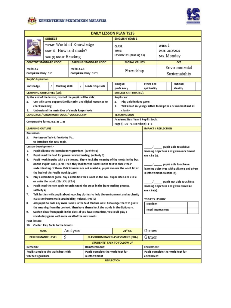 BI Y6 LP TS25 (Unit 6 - How Is It Made - LP 81-96) | PDF