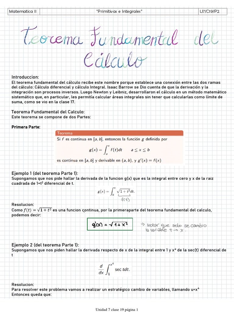 Apunte Unidad 7 Clase 19: Primitivas e Integrales | PDF | Integral | Cálculo