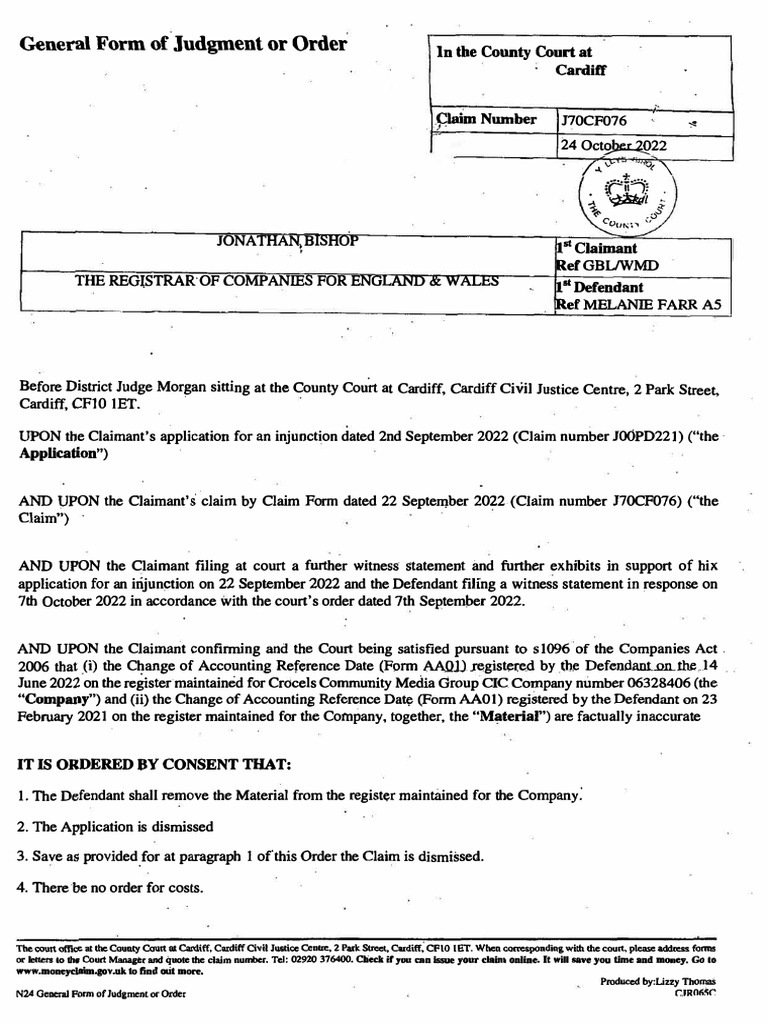 General Form of Judgement or Order | PDF