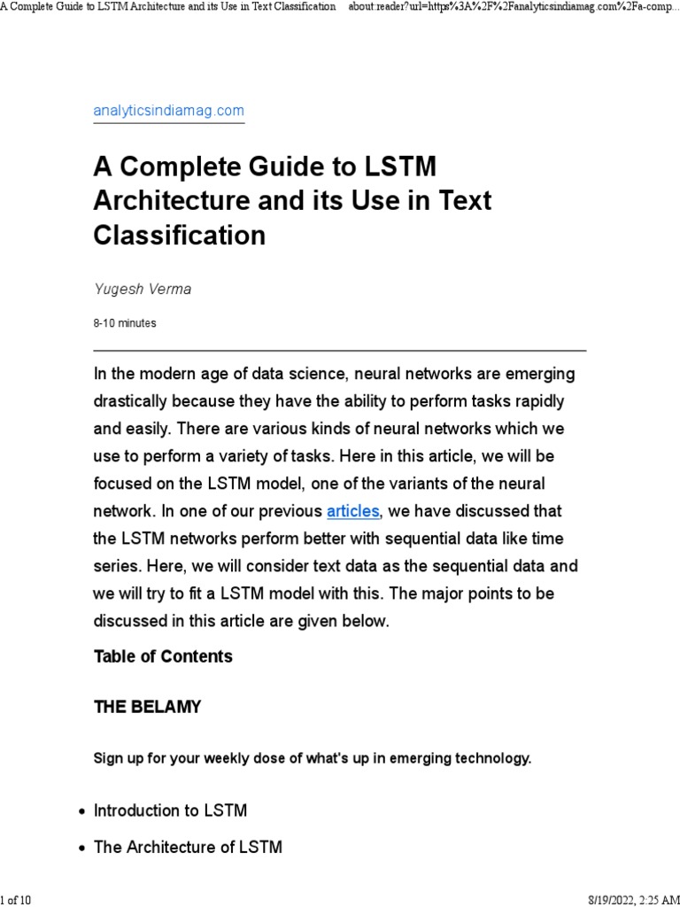 A Complete Guide To LSTM Architecture and Its Use in Text ...