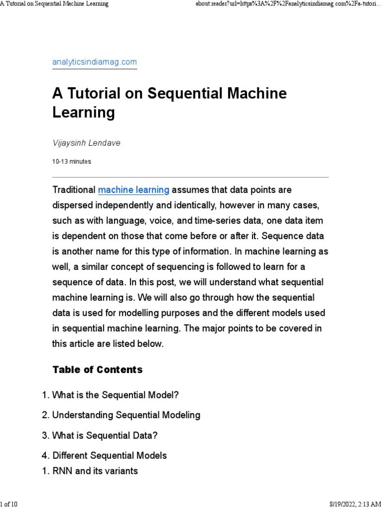 A Tutorial On Sequential Machine Learning | Download Free PDF | Machine ...