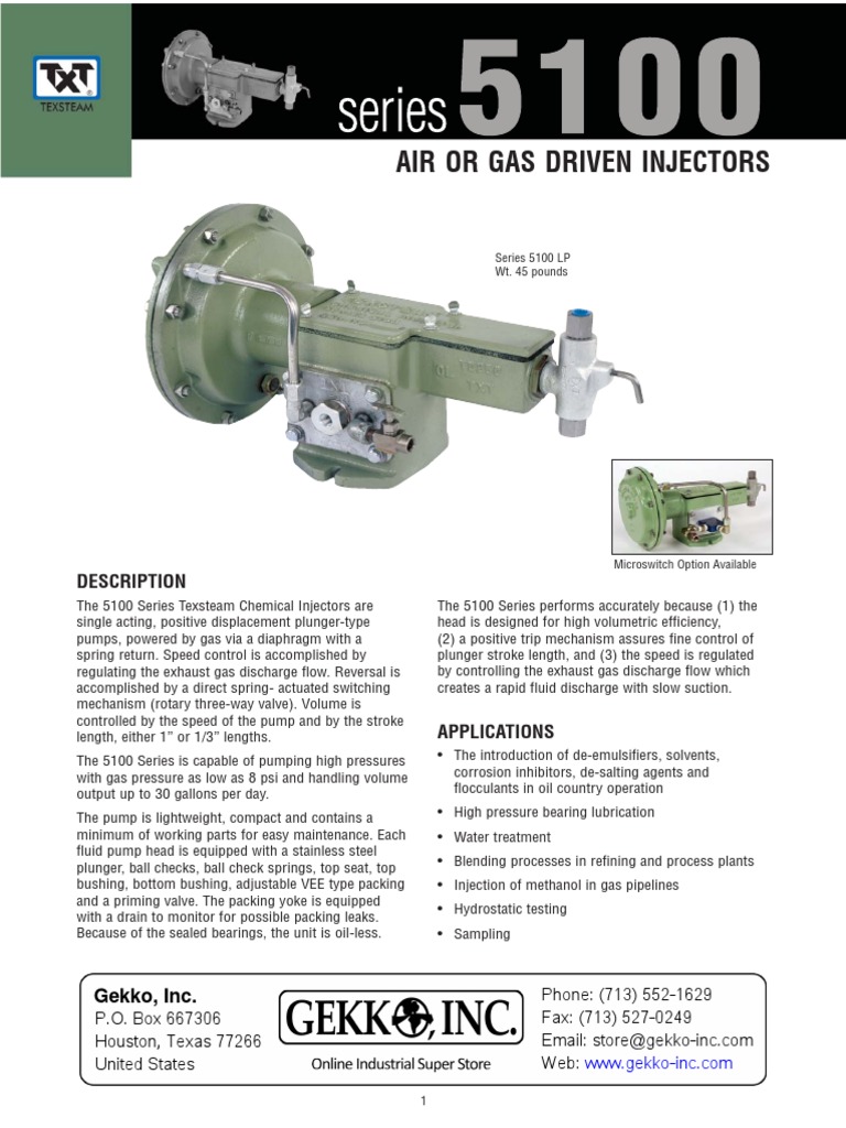High-Pressure Gas-Powered Chemical Injection Pumps: Specifications and ...