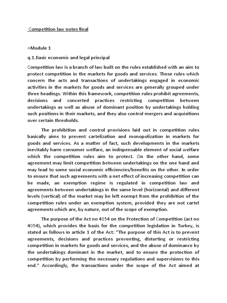 Competition Law Overview and Key Concepts | PDF | Competition Law ...