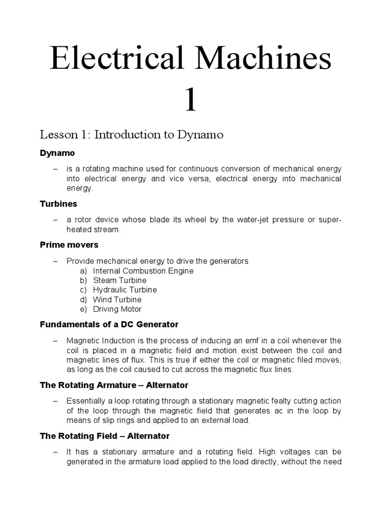 Electrical Machines 1 (2) | PDF | Electromagnetic Induction | Electric ...