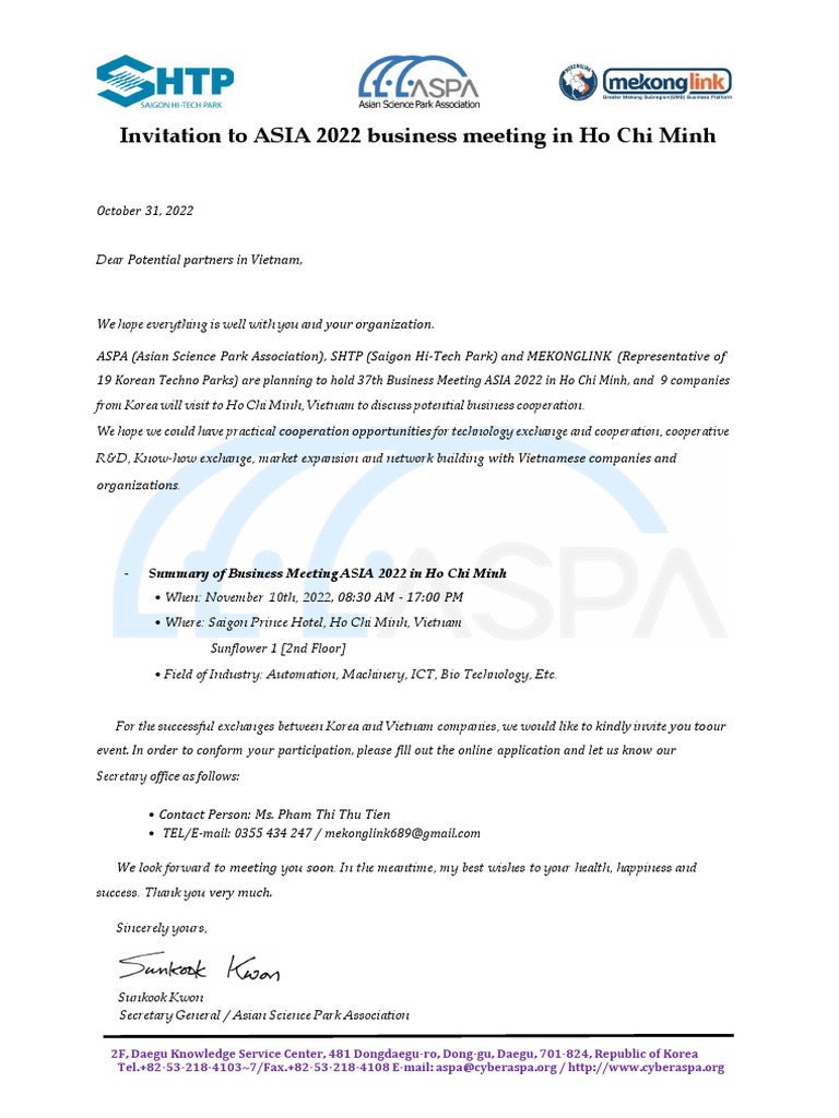 ASPA - SHTP - MEKONGLINK Official Letter | PDF