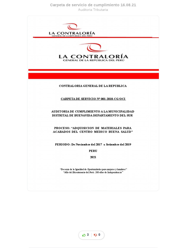 Carpeta de Servicio de Cumplimiento 160821 | PDF | Auditoría | Gobierno ...