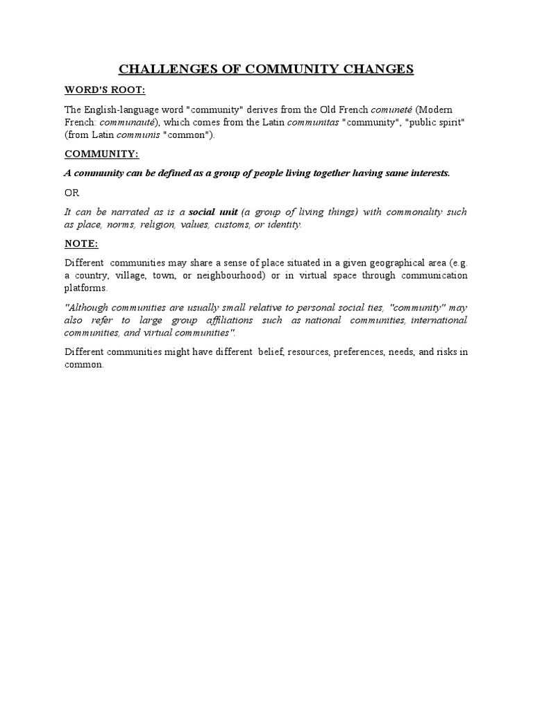 Challenges of Community Changes | PDF