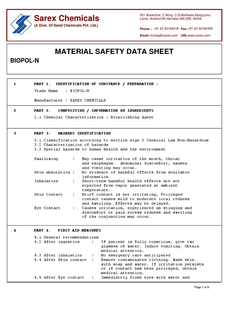 Biopol-N MSDS | PDF