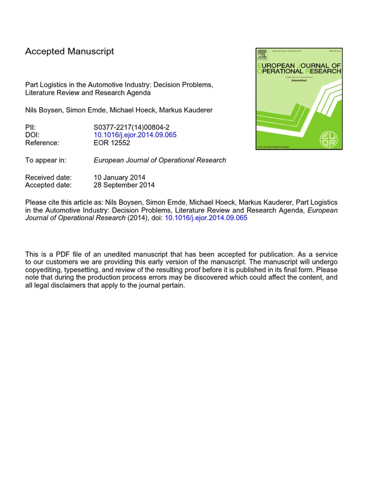 (European Journal of Operational Research 2015-Apr Vol. 242 Iss. 1 ...