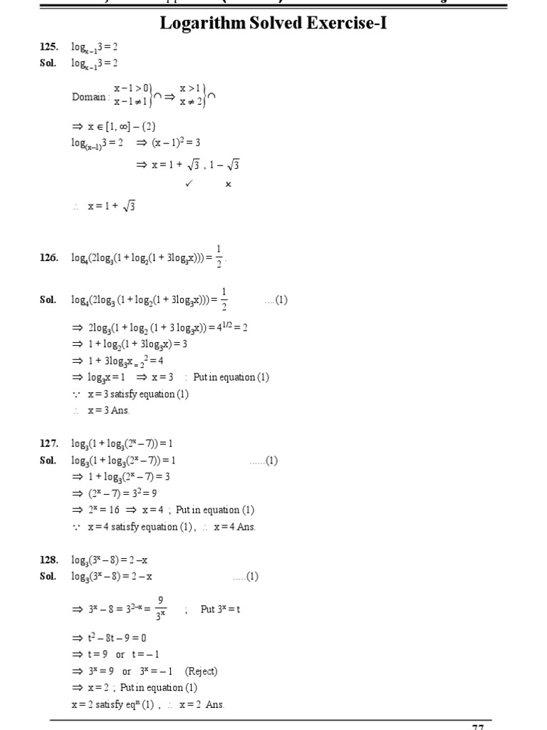 Logarithm Sheet Solution 1666958544141 Pdf Logarithm Number Theory 