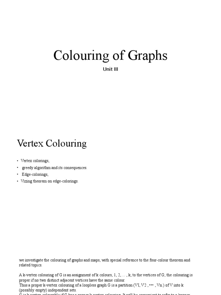 Vertex Colouring Imp Notes | PDF | Discrete Mathematics | Mathematical ...