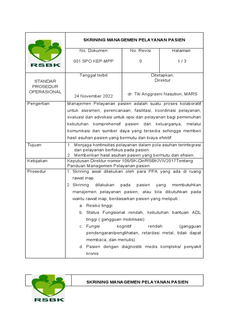 Spo Skrining Pasien MPP | PDF