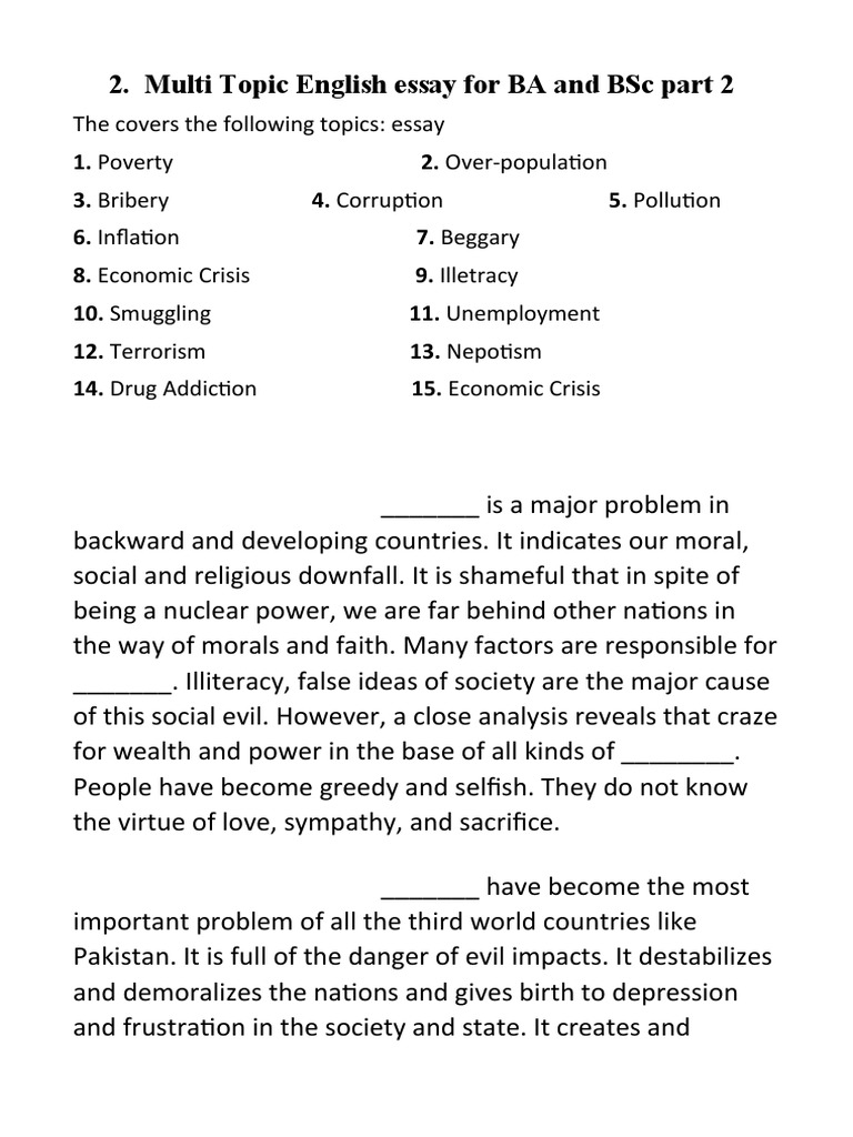 Multi Essay Topics | PDF | Economies
